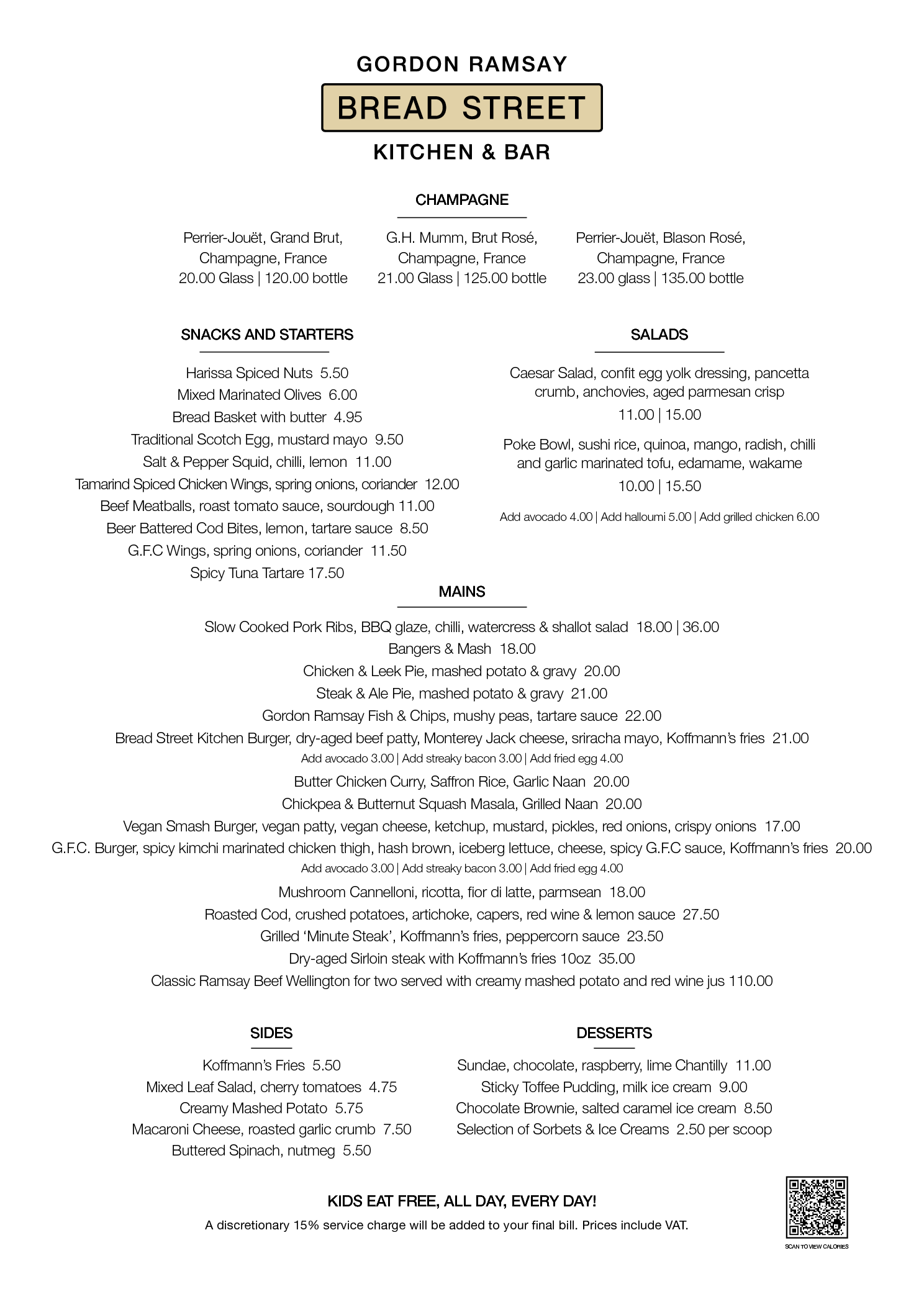 Menus | Bread Street Kitchen & Bar - Limehouse | Gordon Ramsay Restaurants