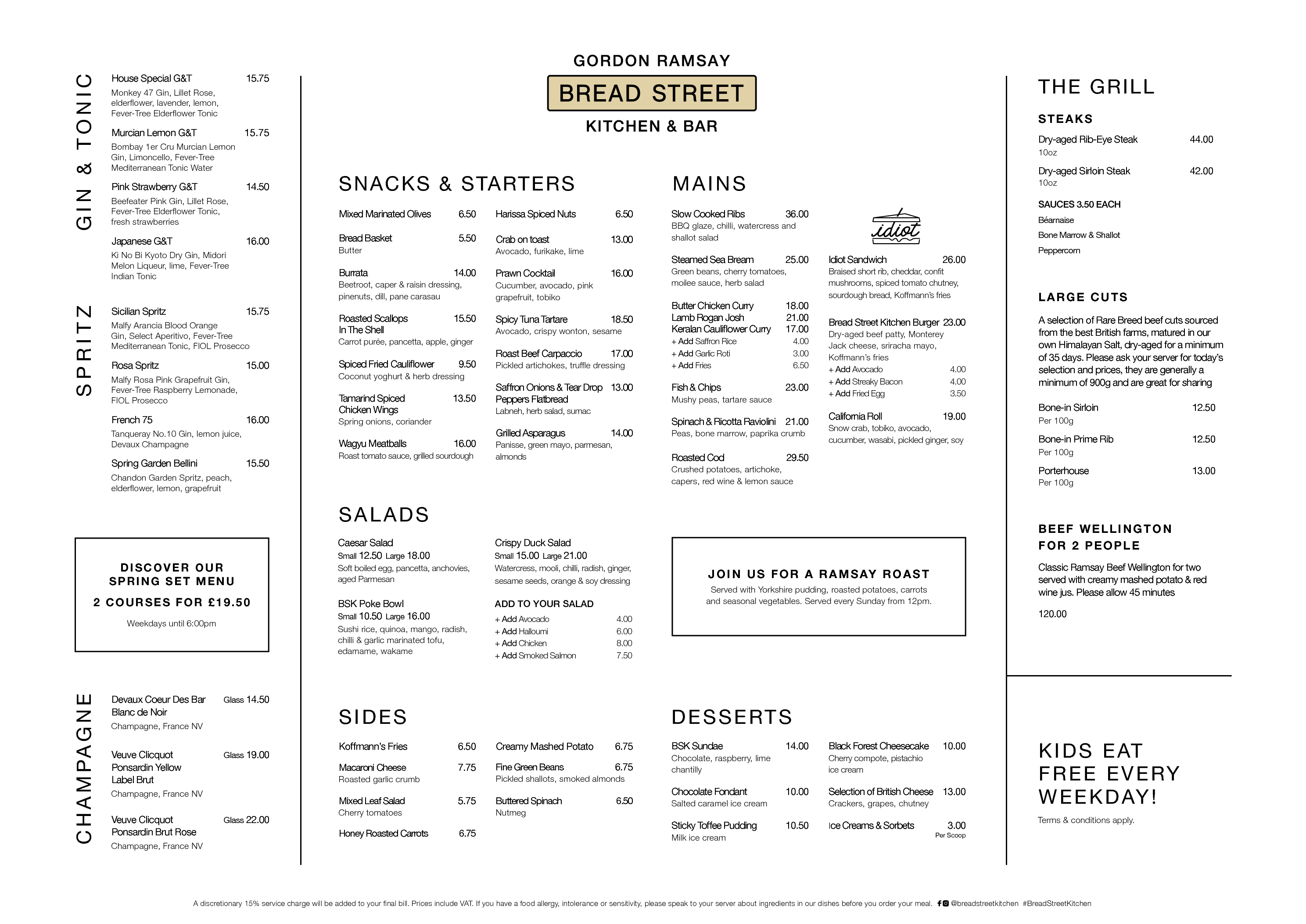 Menus | Bread Street Kitchen & Bar - Battersea | Gordon Ramsay Restaurants