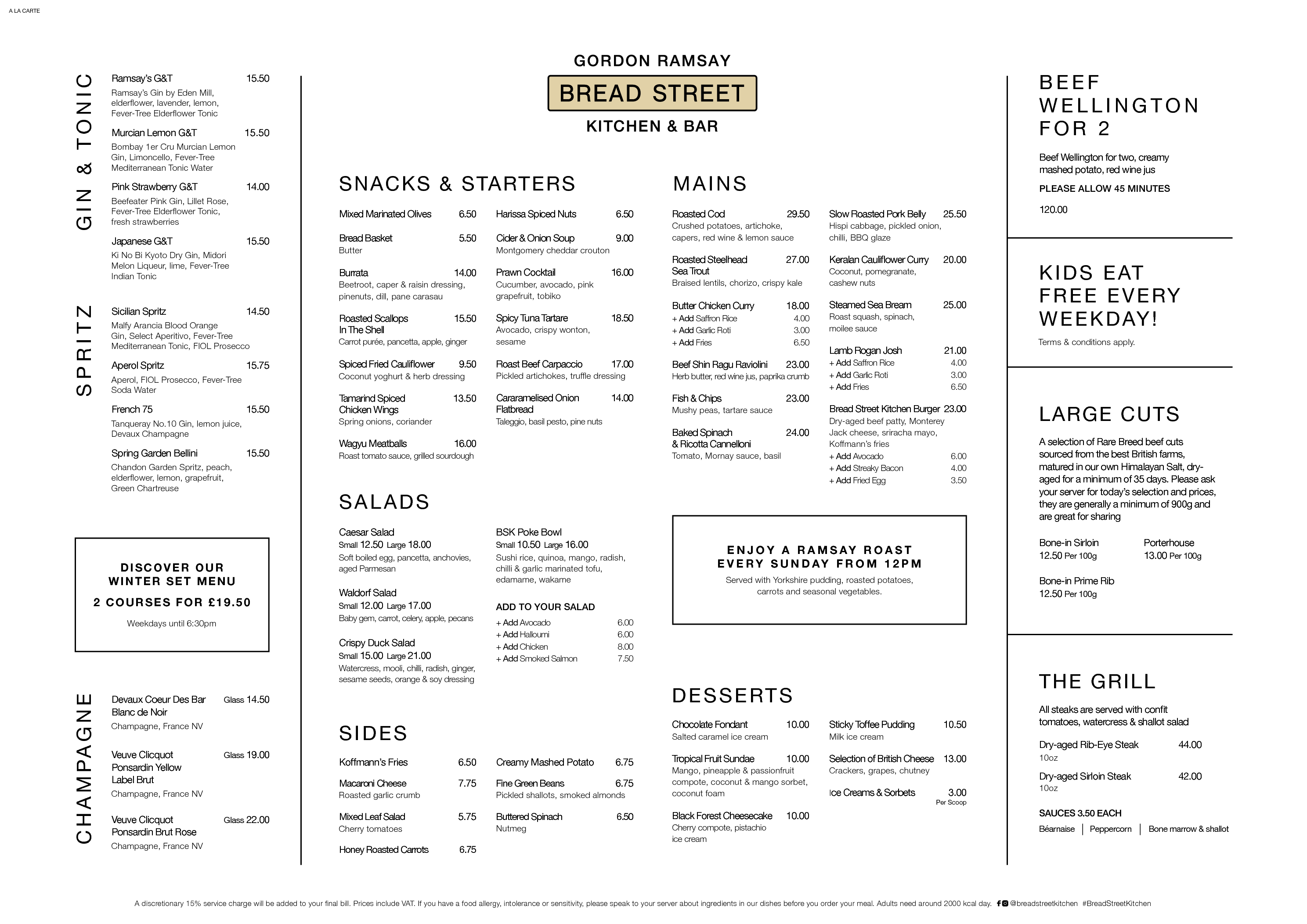 Menus | Bread Street Kitchen & Bar - Battersea | Gordon Ramsay Restaurants