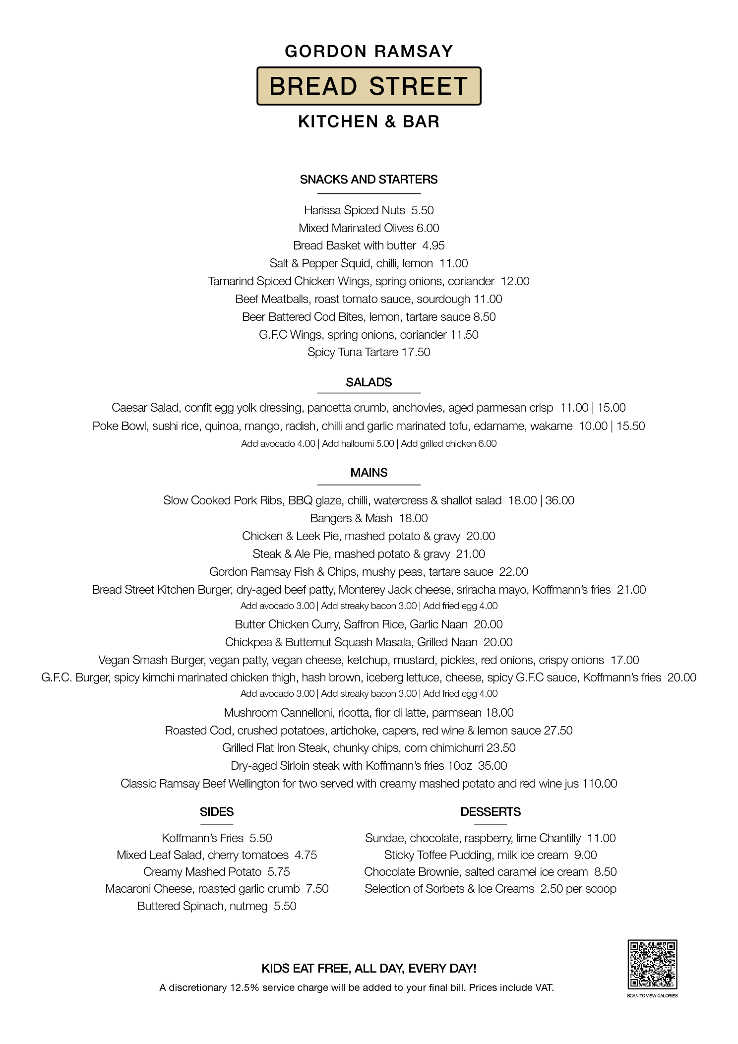 Menus | Bread Street Kitchen & Bar - Liverpool | Gordon Ramsay Restaurants