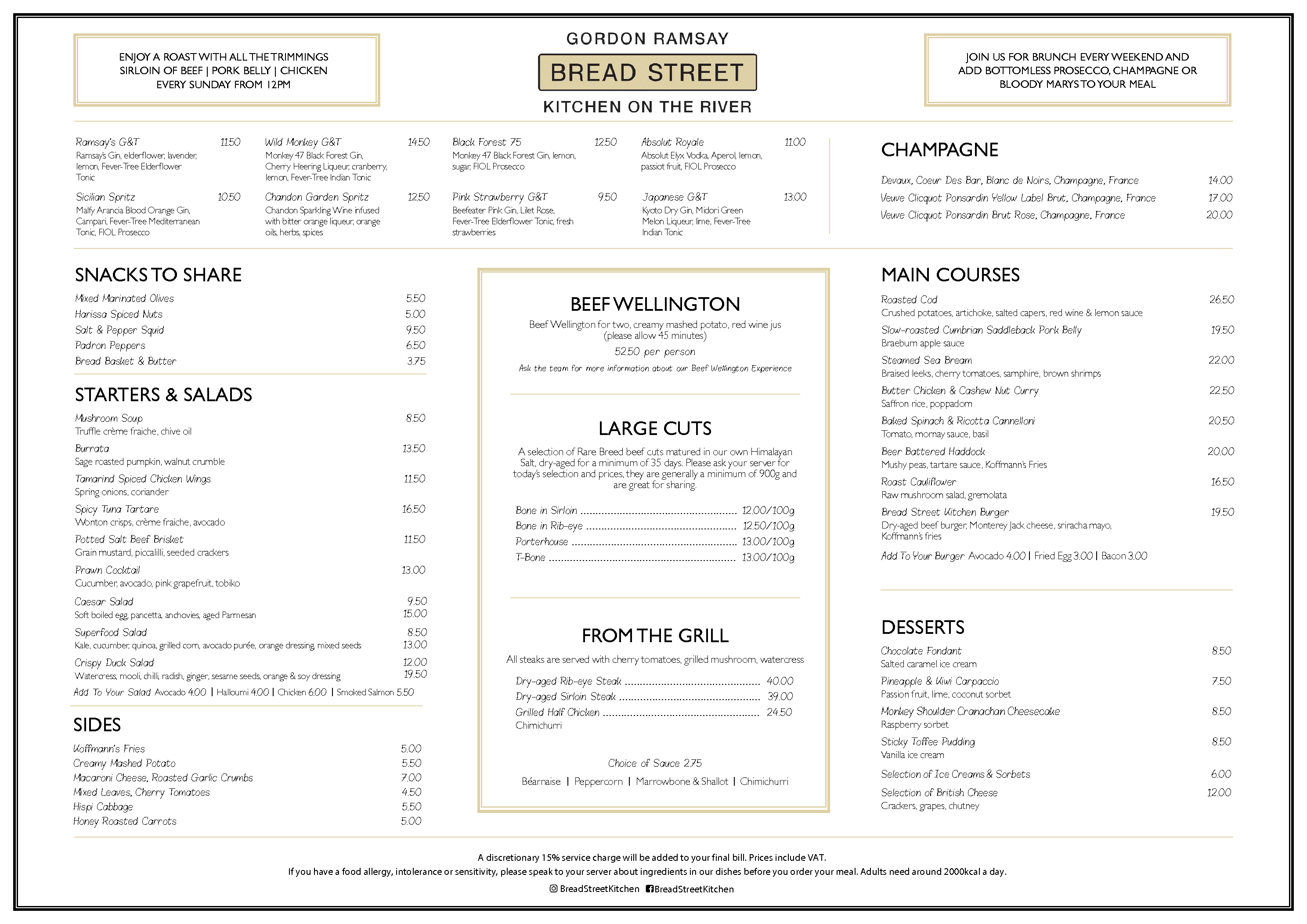 Menus | Bread Street on the River | Gordon Ramsay Restaurants