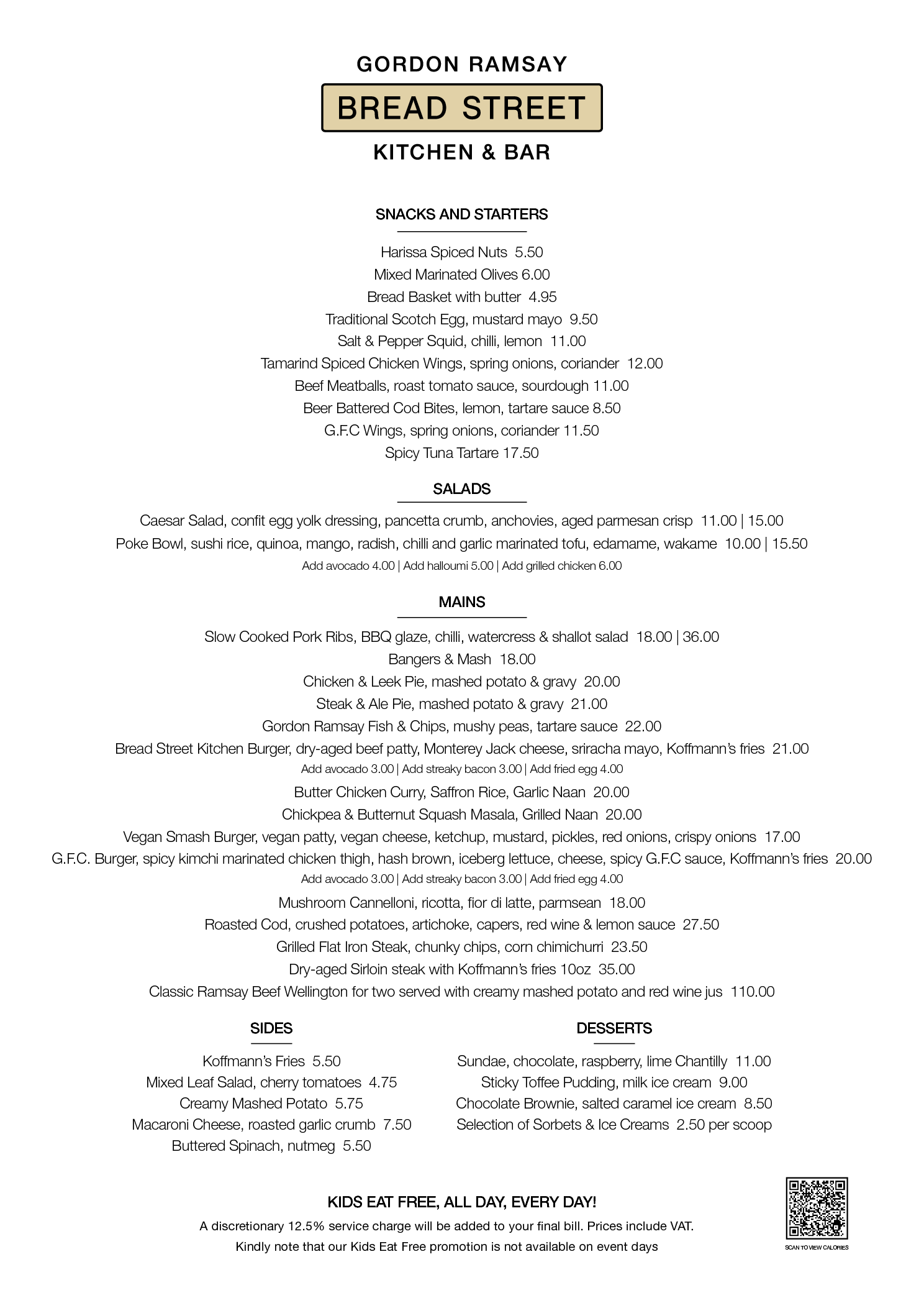 Menus | Bread Street Kitchen, Bar & Rooftop - Stratford | Gordon Ramsay ...