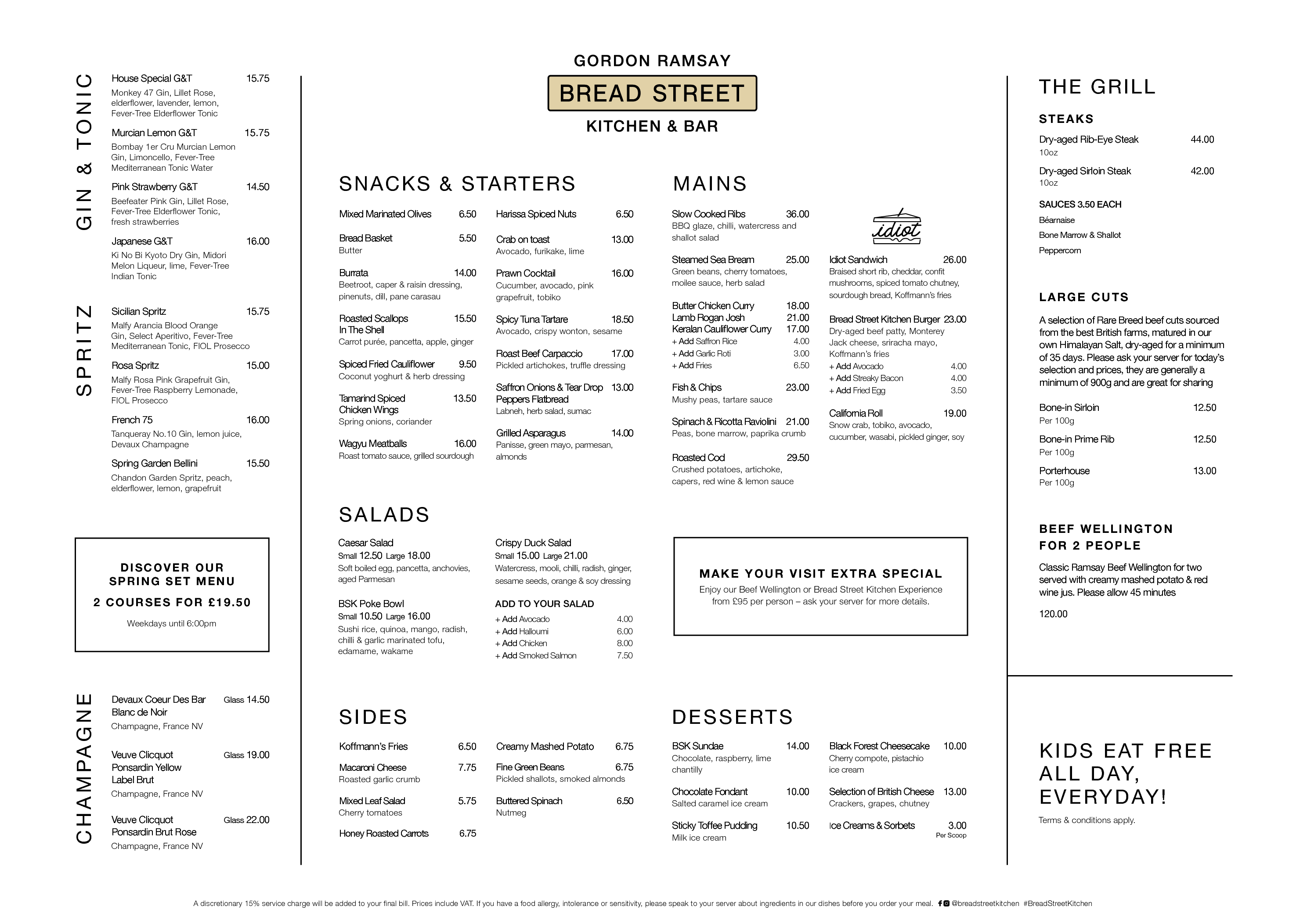 Menus - Bread Street Kitchen & Bar - The City, South Place | Gordon ...