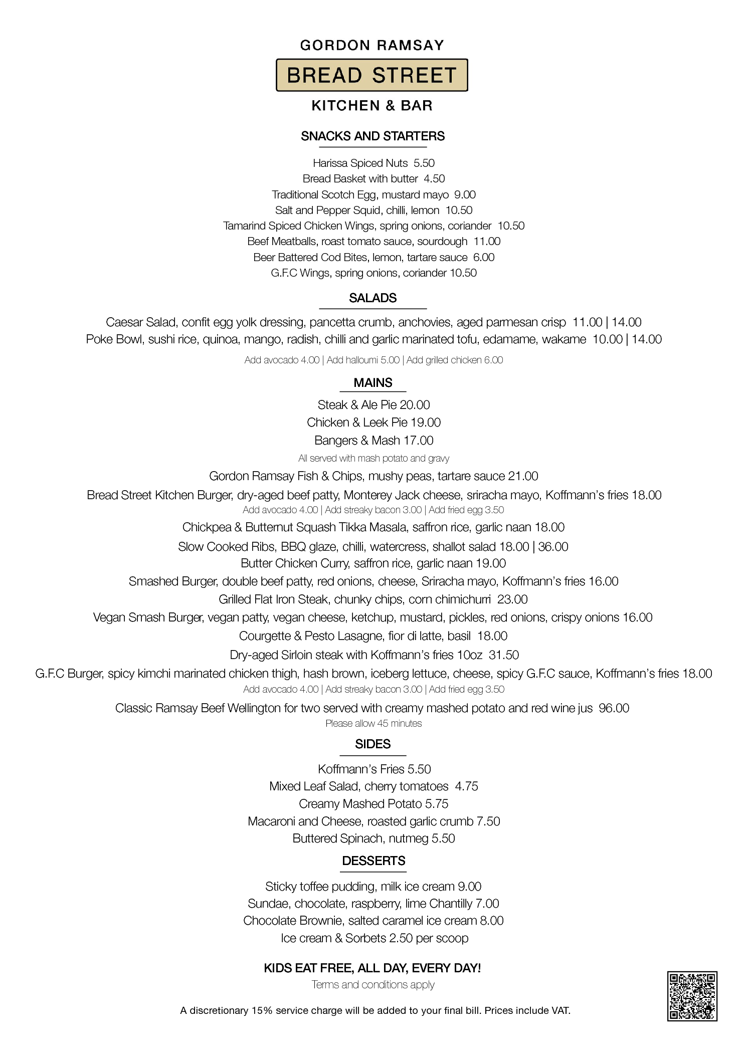 Menus | Bread Street Kitchen & Bar - Limehouse | Gordon Ramsay Restaurants