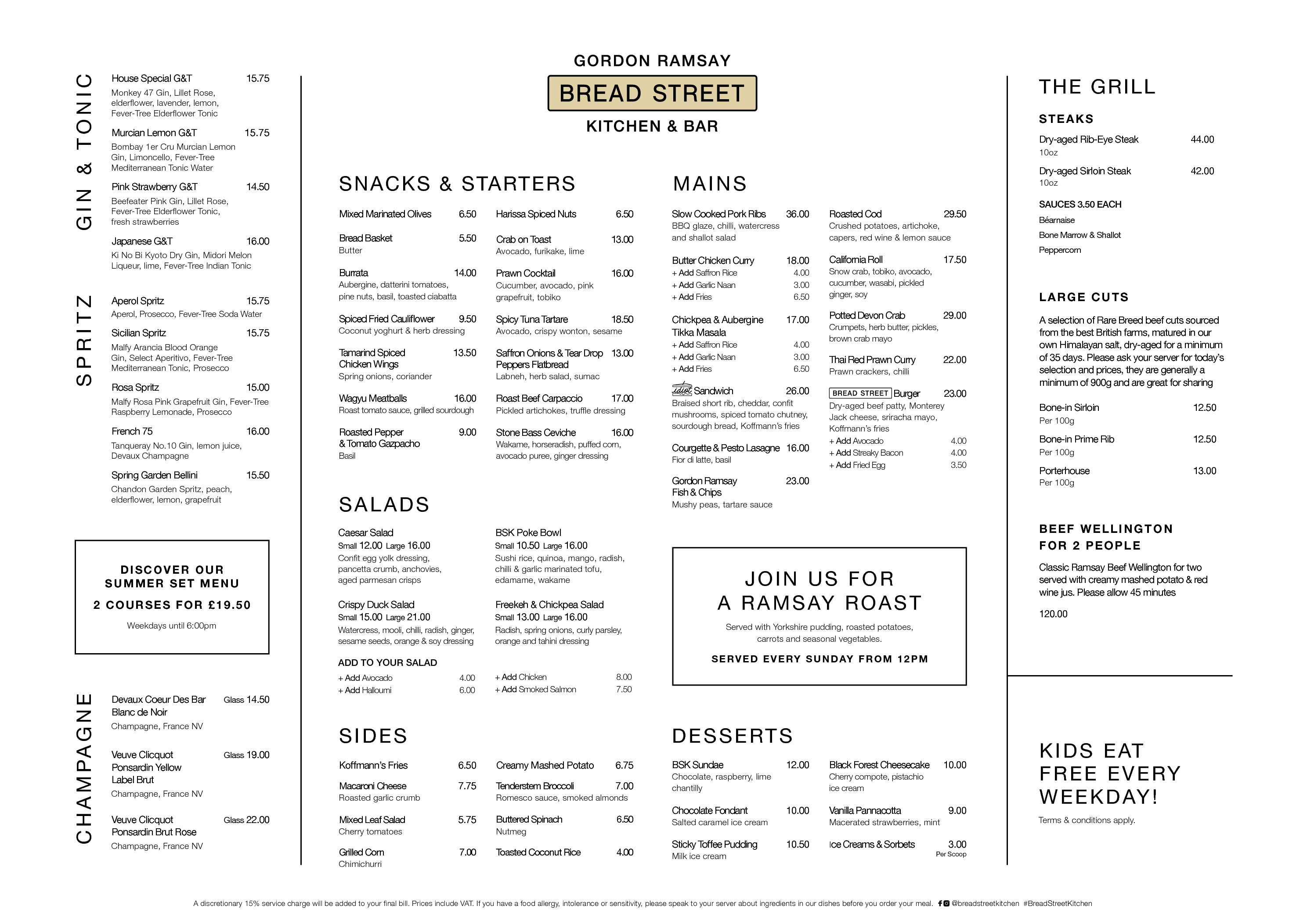 Menus | Bread Street Kitchen & Bar - Battersea | Gordon Ramsay Restaurants