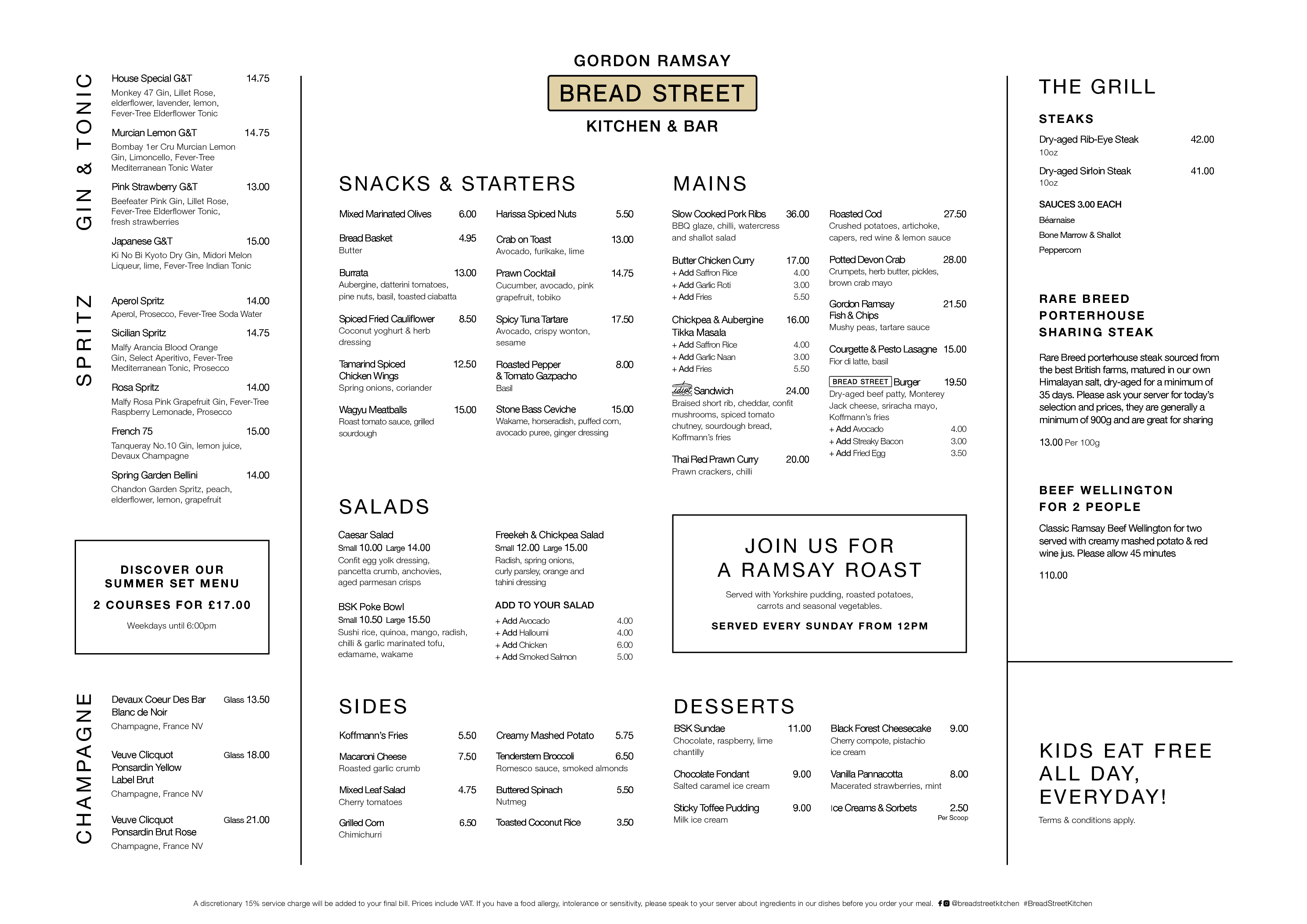 Menus | Bread Street Kitchen & Bar - Limehouse | Gordon Ramsay Restaurants