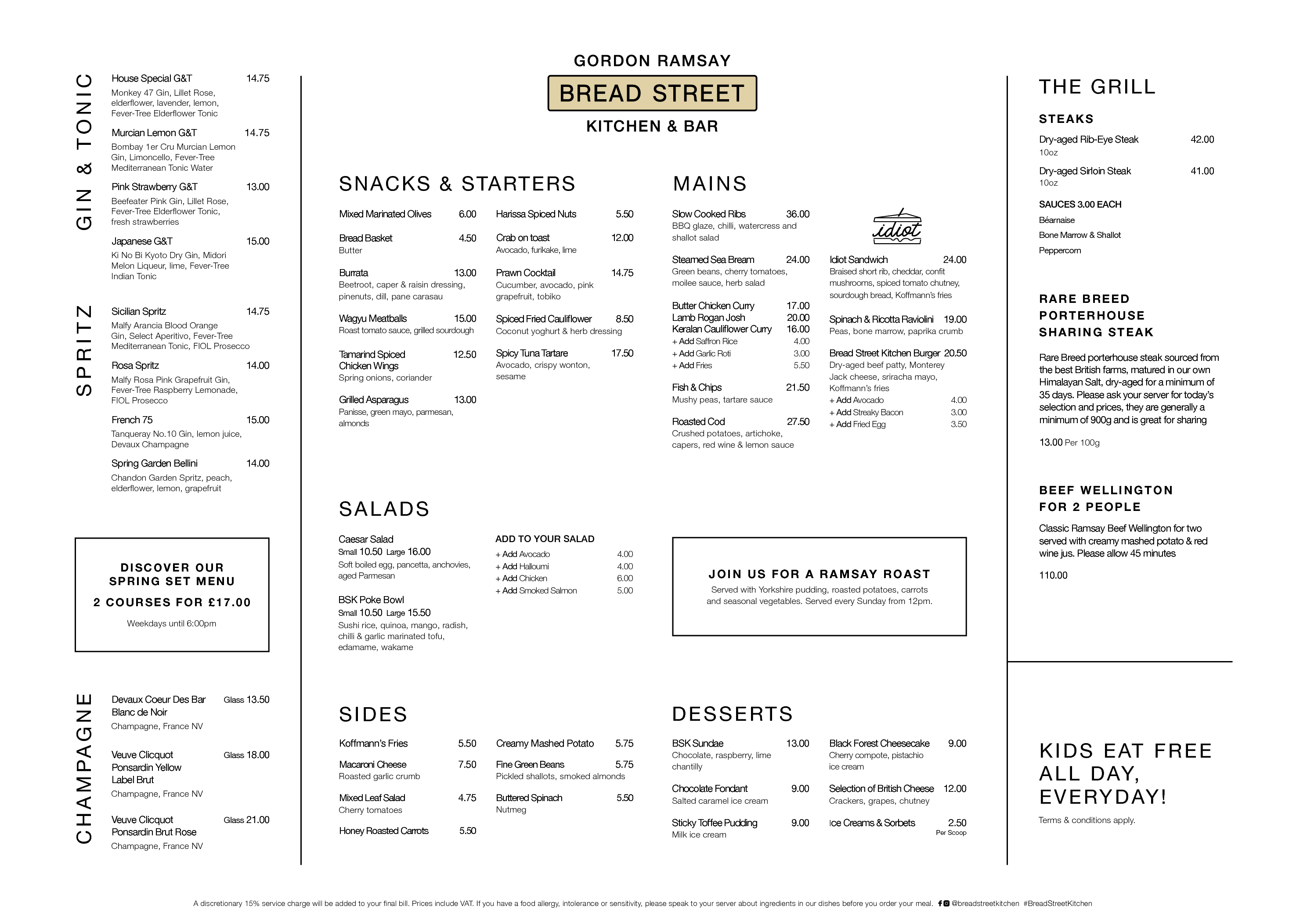 Menus | Bread Street Kitchen & Bar - Limehouse | Gordon Ramsay Restaurants