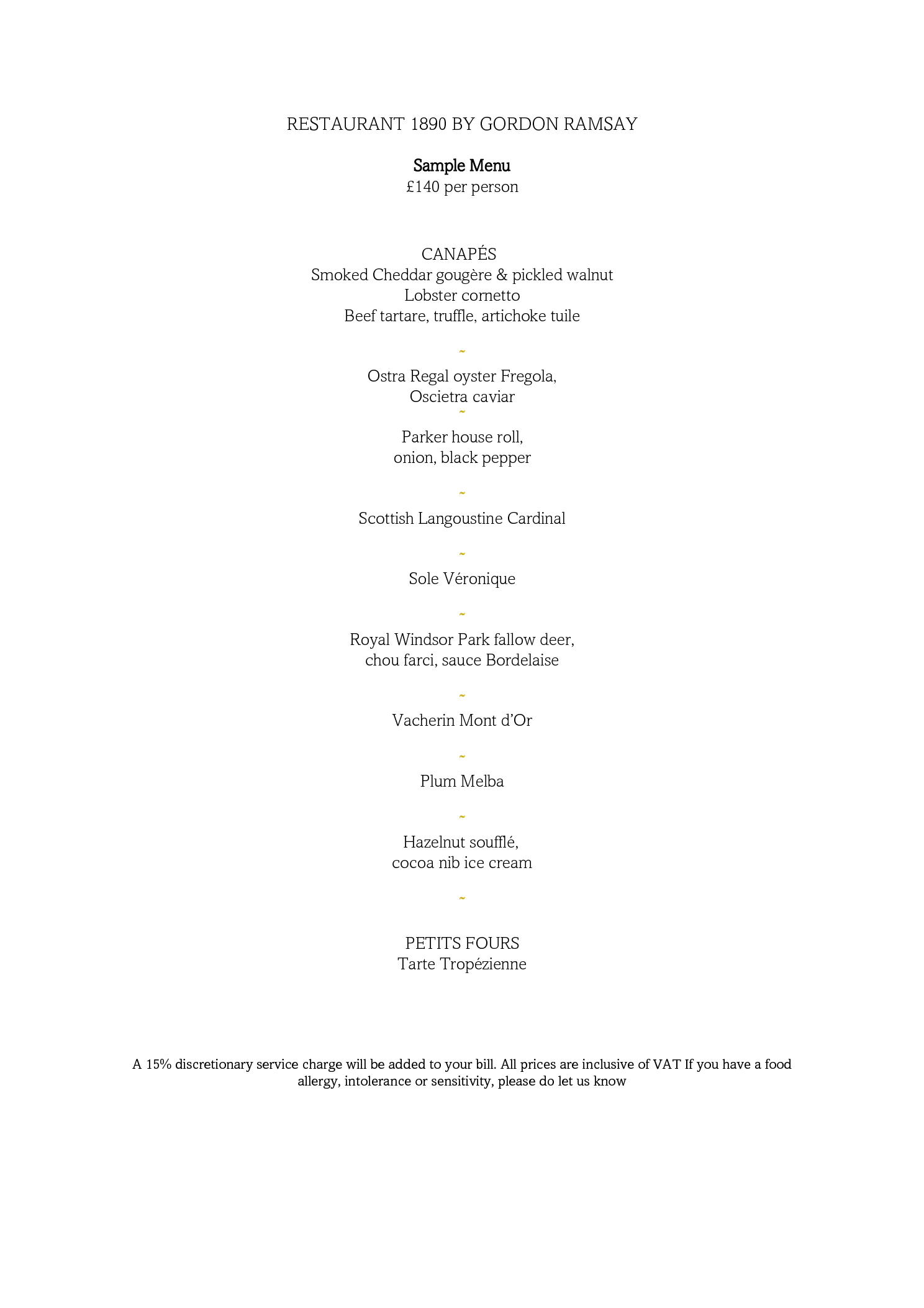 Menus - Restaurant 1890 | Gordon Ramsay Restaurants