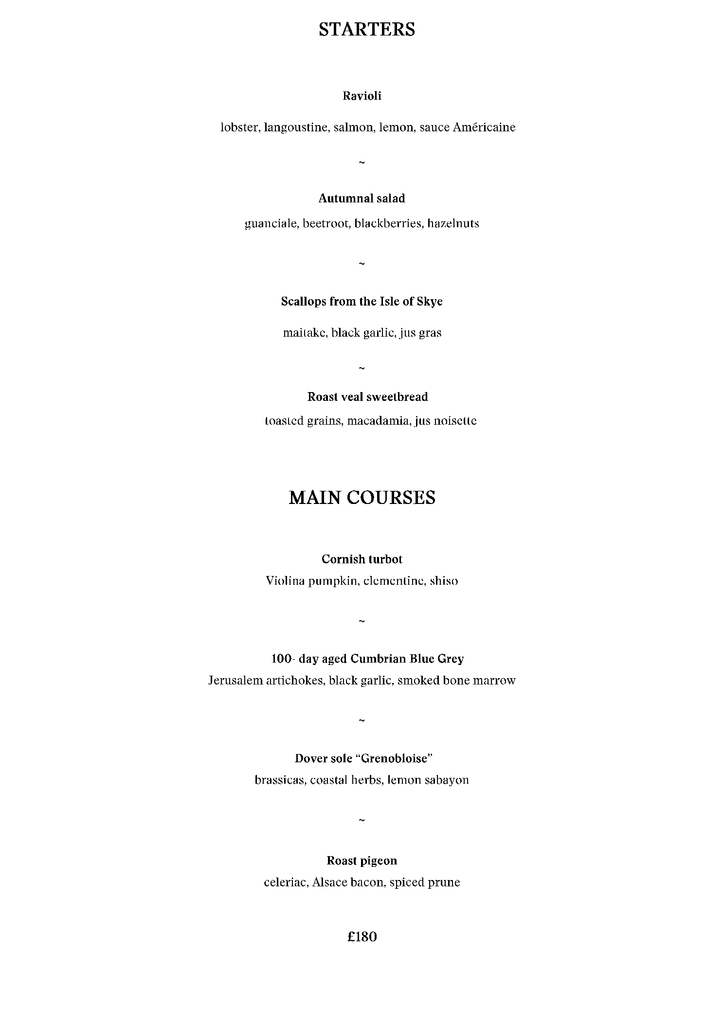 Menus | Restaurant Gordon Ramsay Menus | Restaurant Gordon Ramsay
