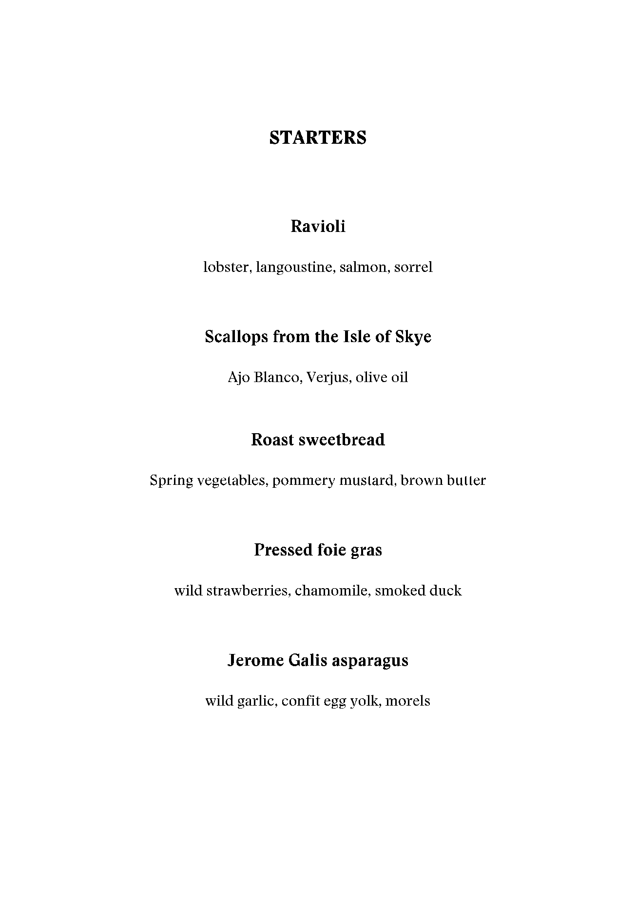 Menus | Restaurant Gordon Ramsay