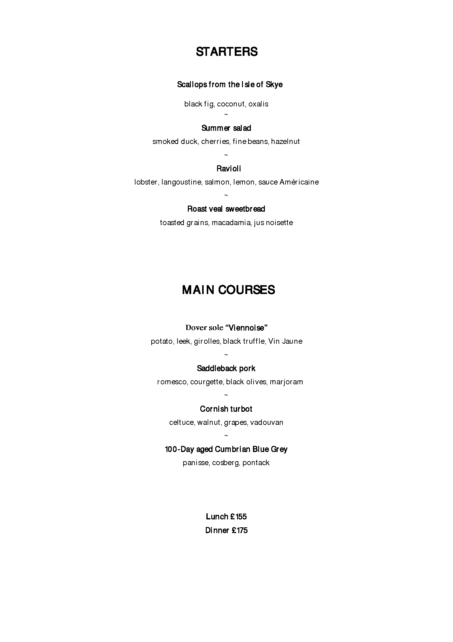 Menus | Restaurant Gordon Ramsay Menus | Restaurant Gordon Ramsay