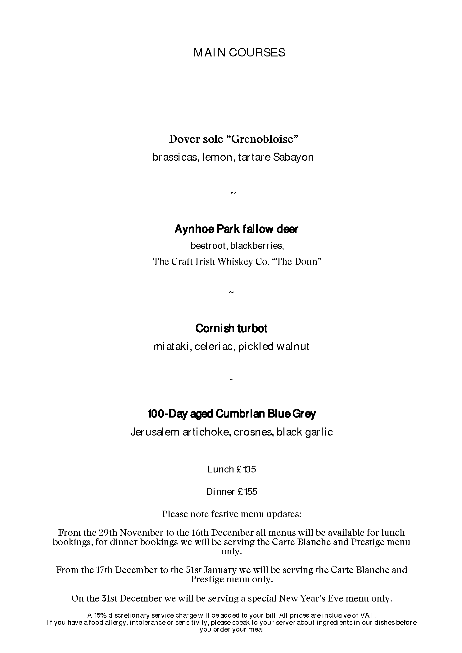 Menus | Restaurant Gordon Ramsay Menus | Restaurant Gordon Ramsay