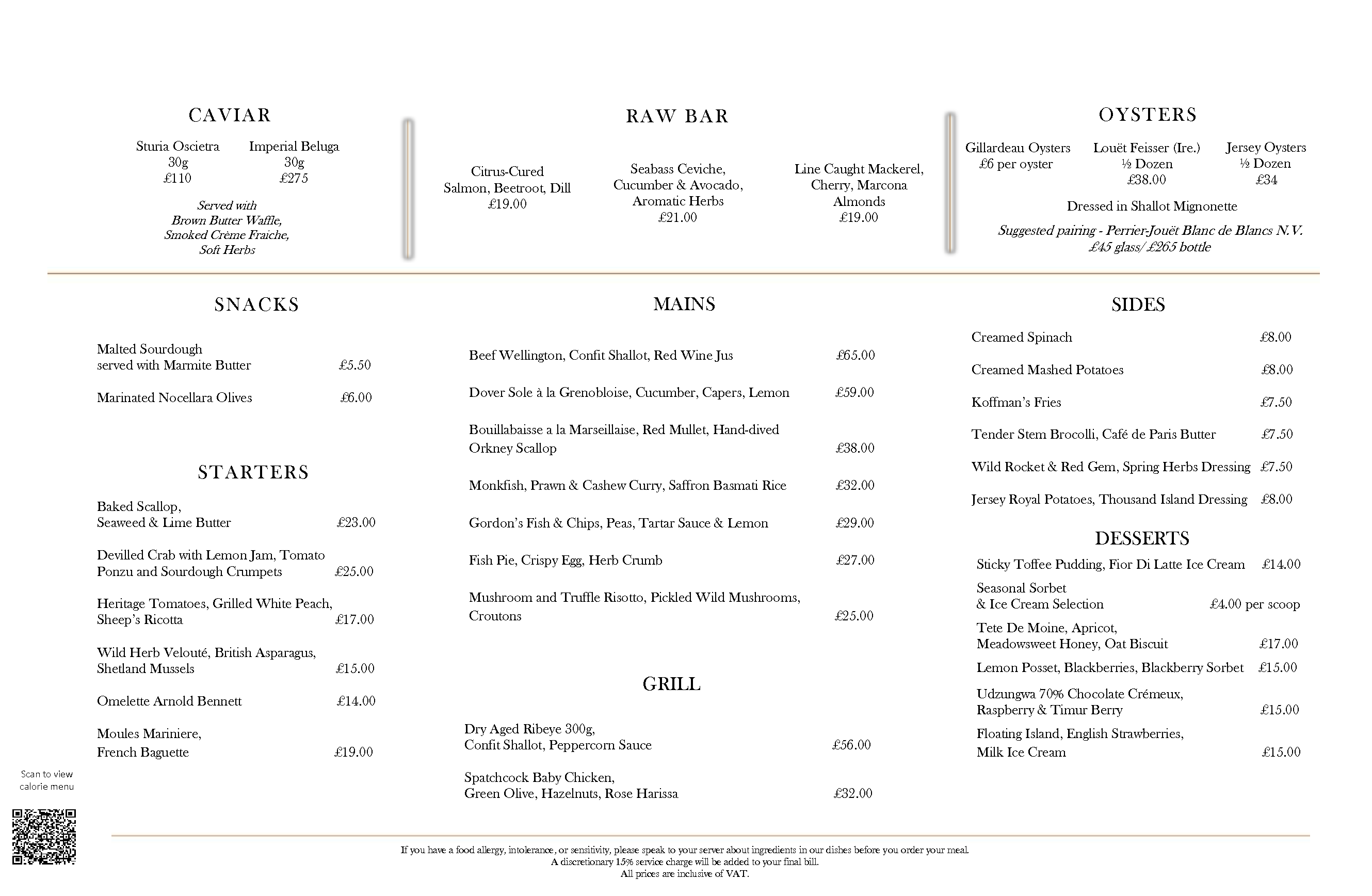 Menus - Seafood & Fish at The River Restaurant | Gordon Ramsay Restaurants