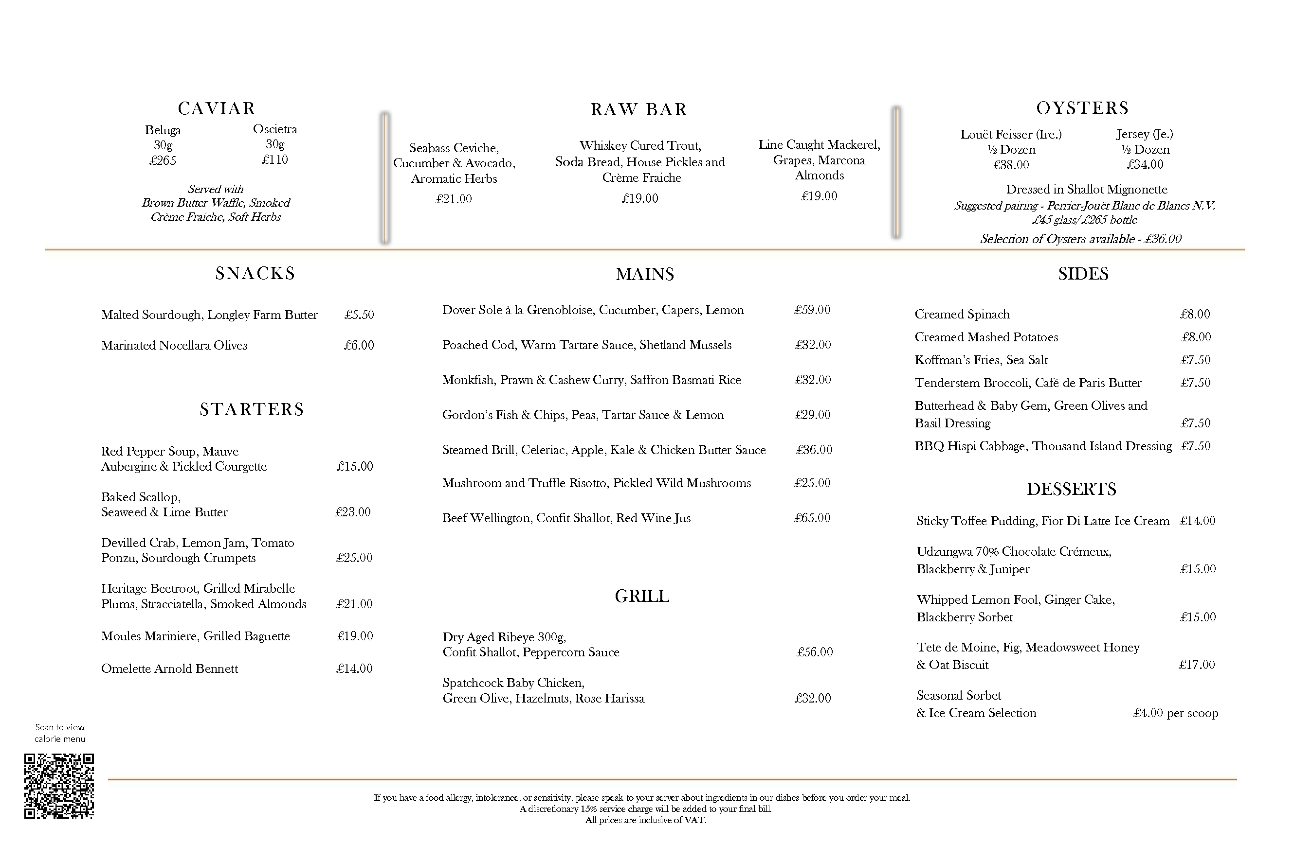 Menus - Seafood & Fish at The River Restaurant | Gordon Ramsay Restaurants