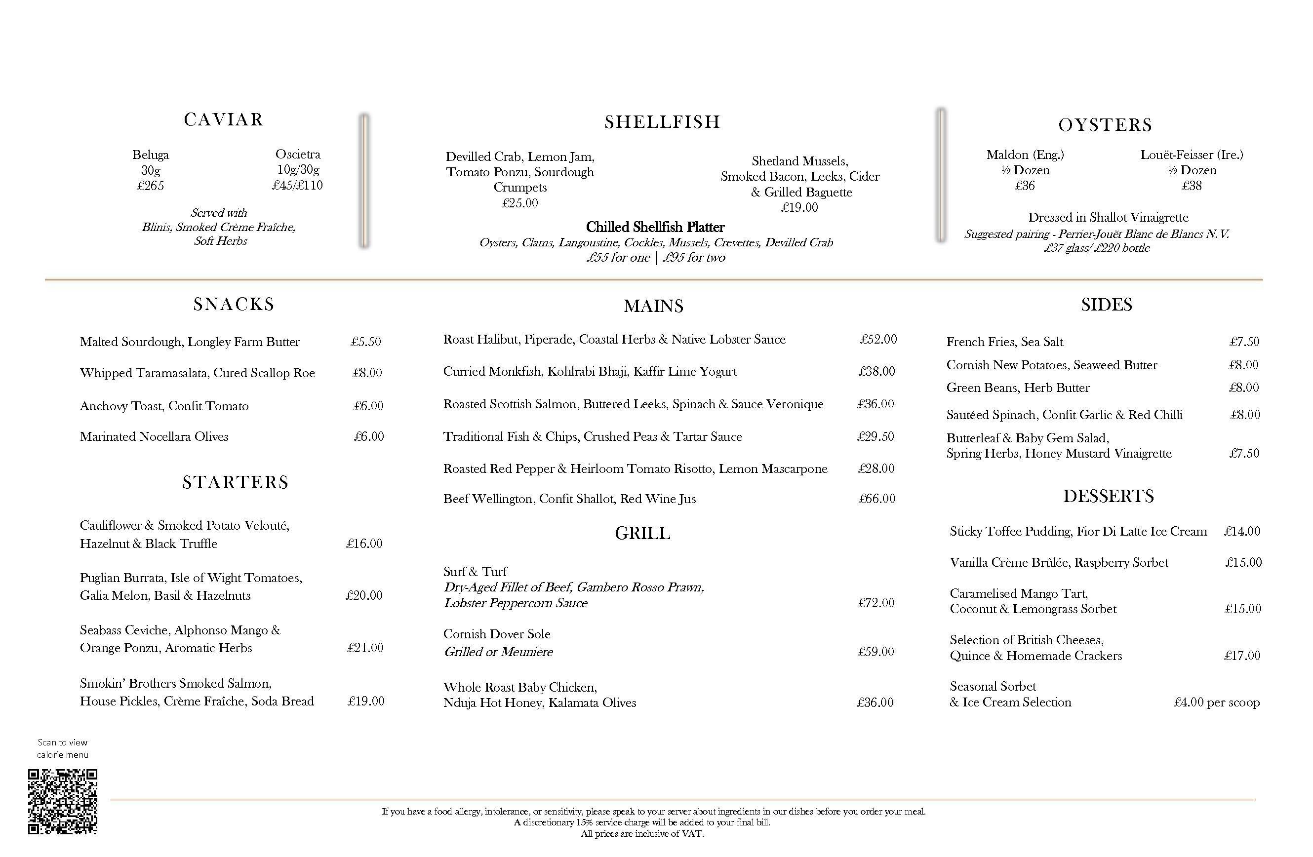 Menus - Seafood & Fish at The River Restaurant | Gordon Ramsay Restaurants