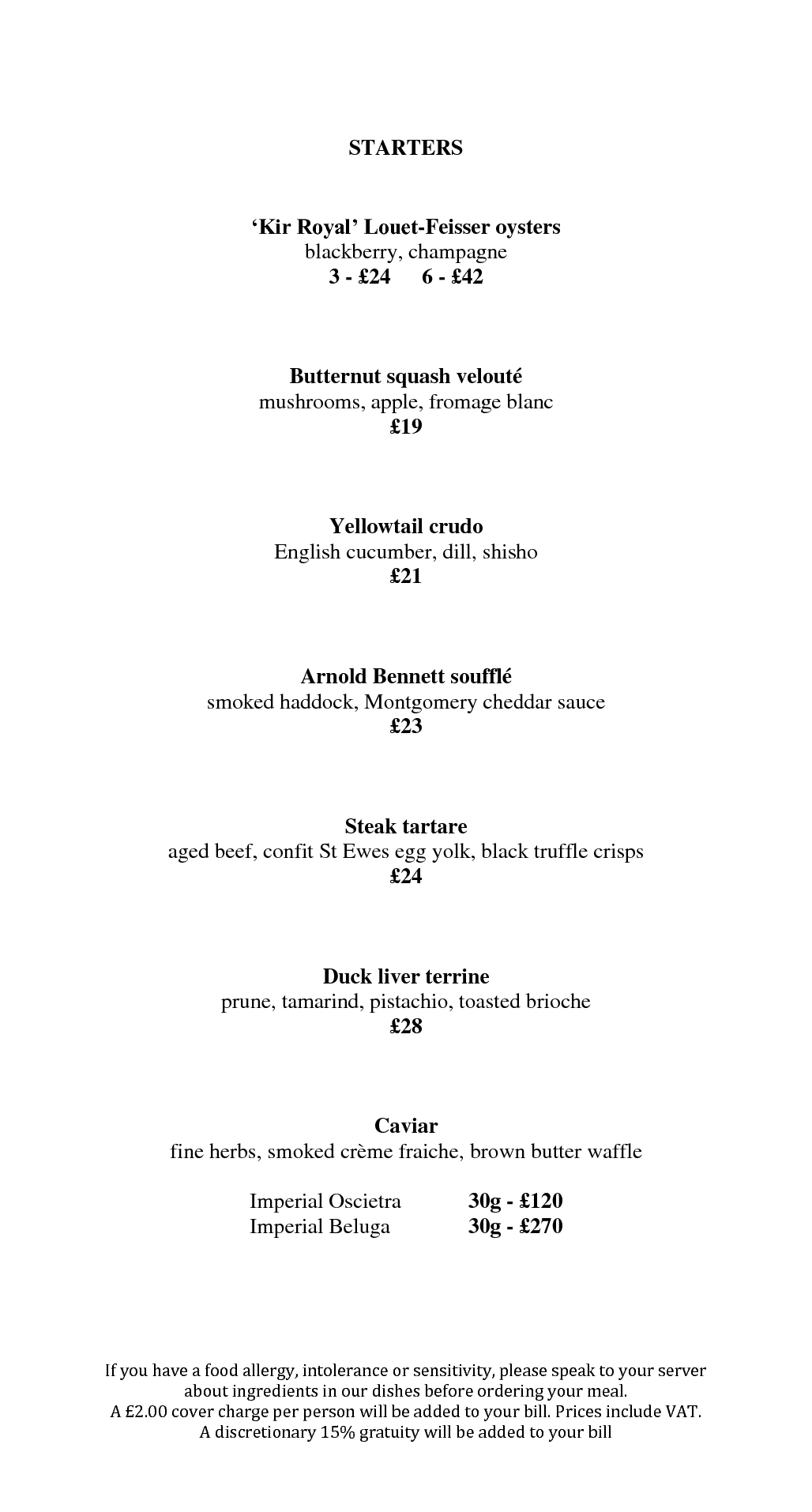 Menus - Savoy Grill | Gordon Ramsay Restaurants