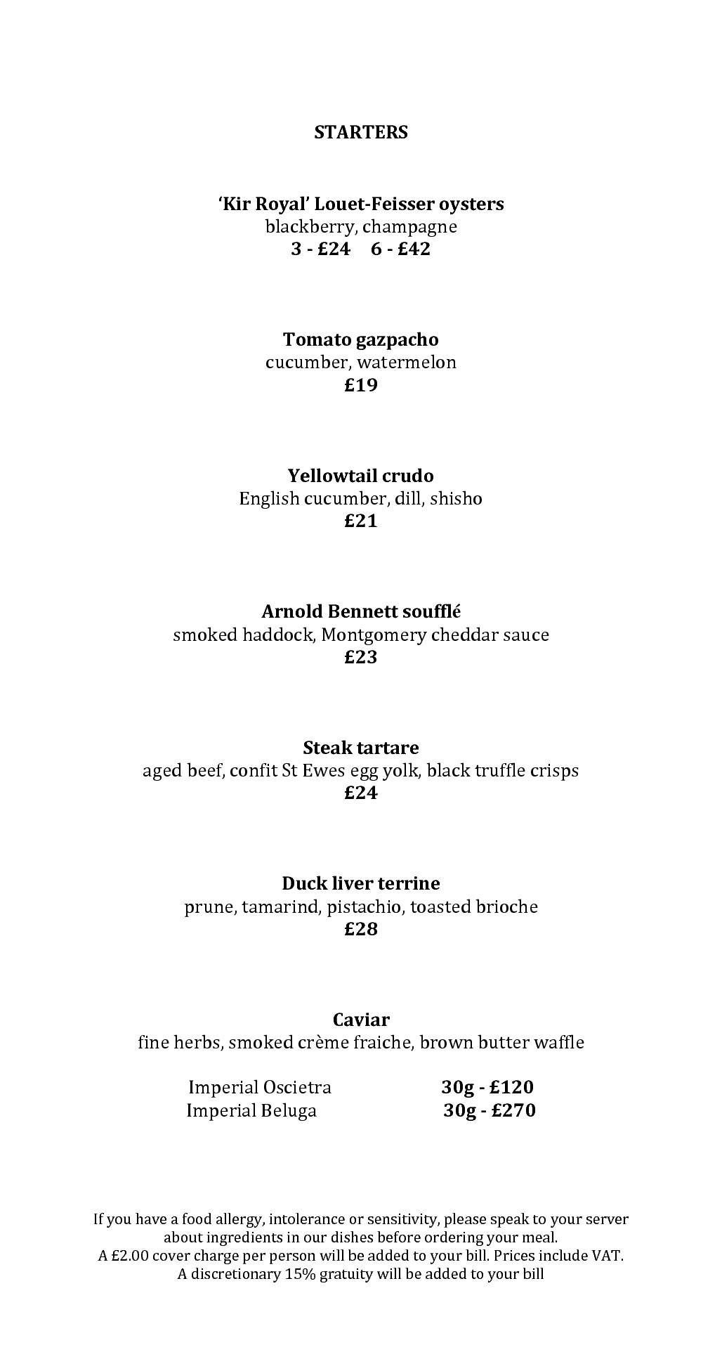 Menus - Savoy Grill | Gordon Ramsay Restaurants