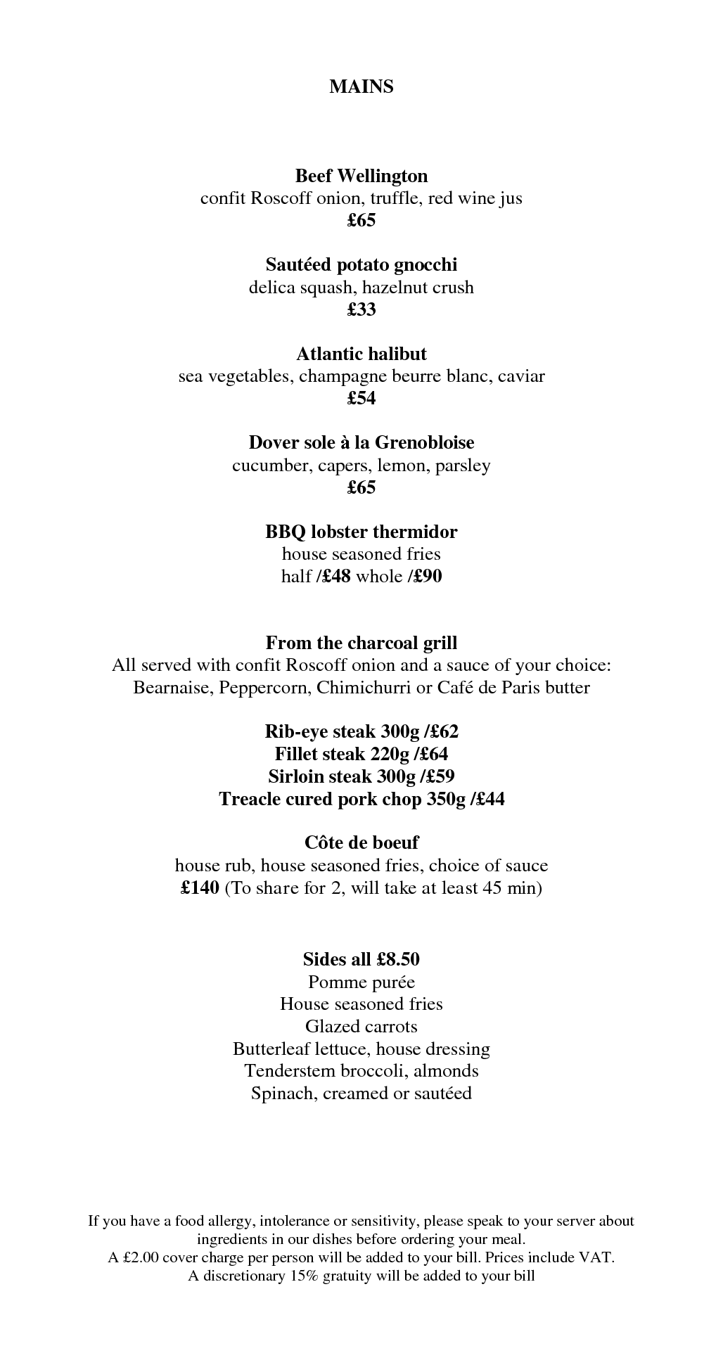 Menus - Savoy Grill | Gordon Ramsay Restaurants