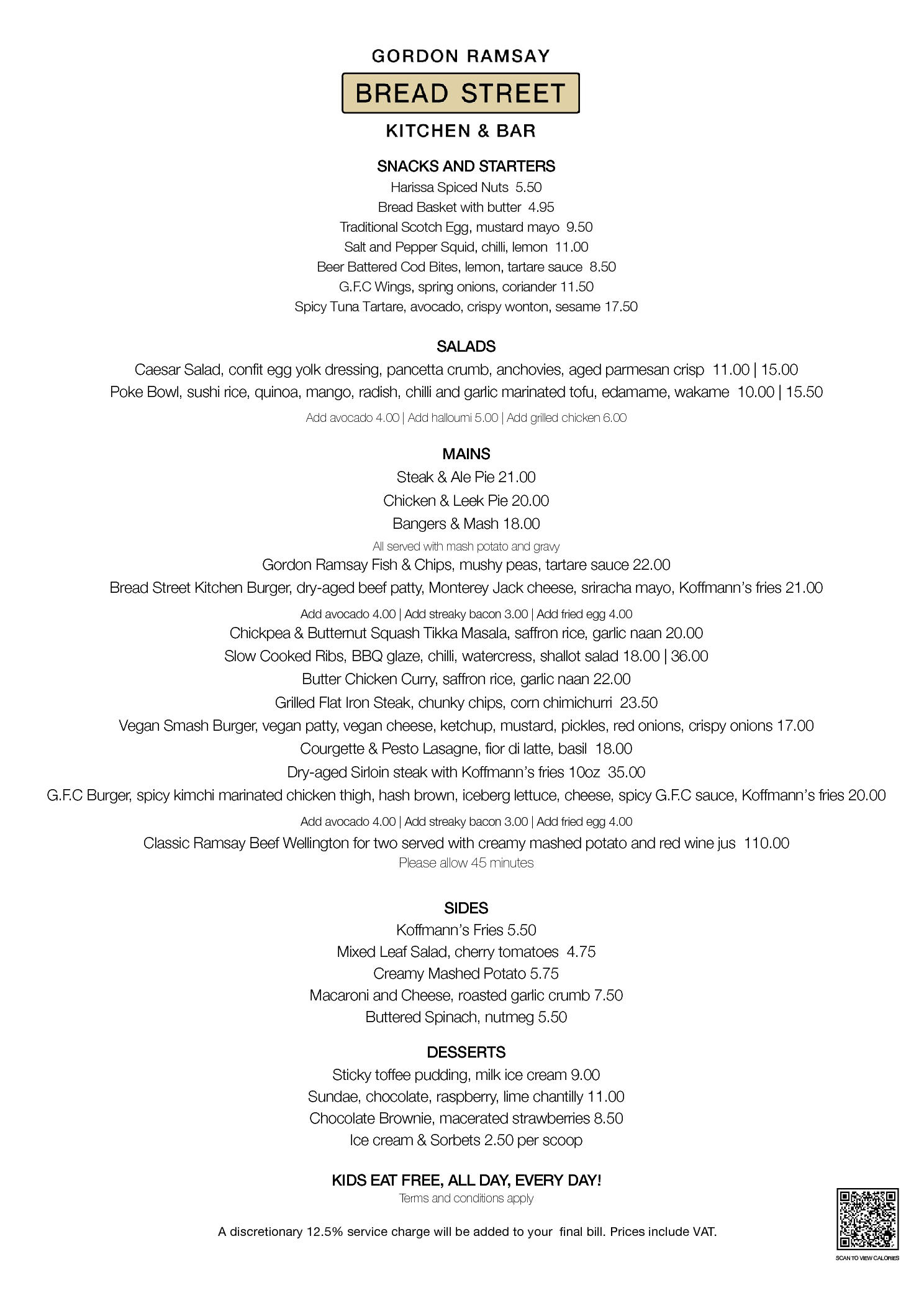 Menus | Bread Street Kitchen, Bar & Rooftop - Stratford | Gordon Ramsay ...